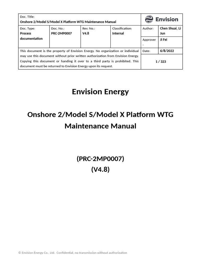 PRC-2MP0007 - 陆上2、Model S、Model X平台风机维护手册Onshore 2Model SModel X ...