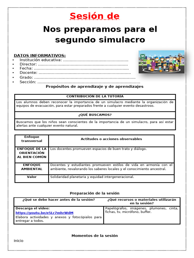 Tutoría. NOS PREPARAMOS PARA EL SEGUNDO SIMULACRO 2024 | PDF