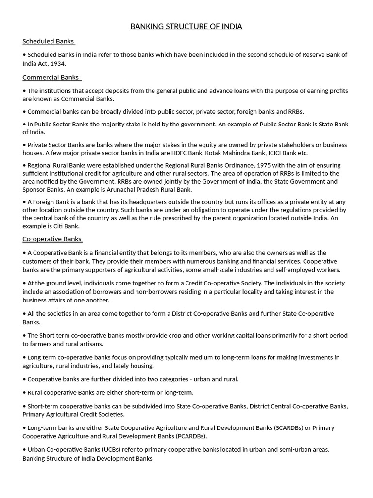 Banking Structure of India | PDF