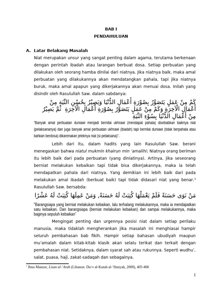 Studi Hadits Tentang Niat | PDF