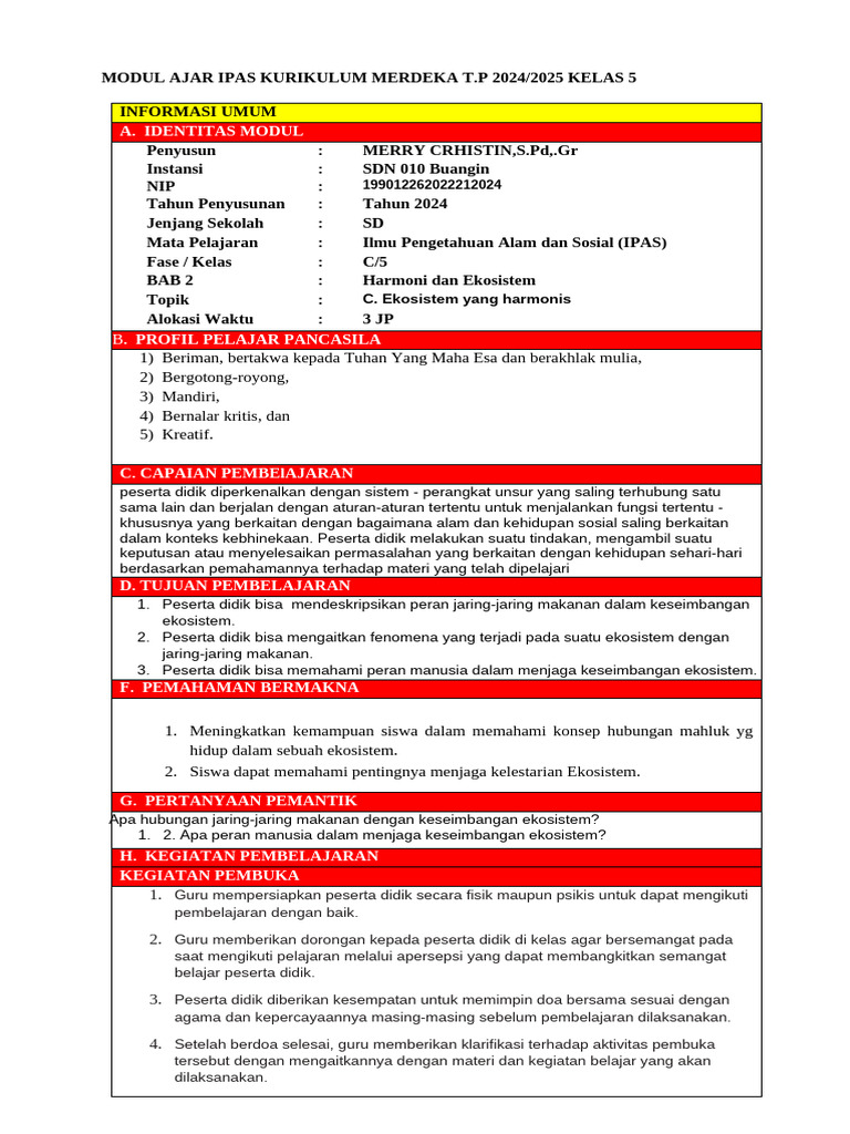 Modul AJAR IPAS BAB III Topik 3 | PDF