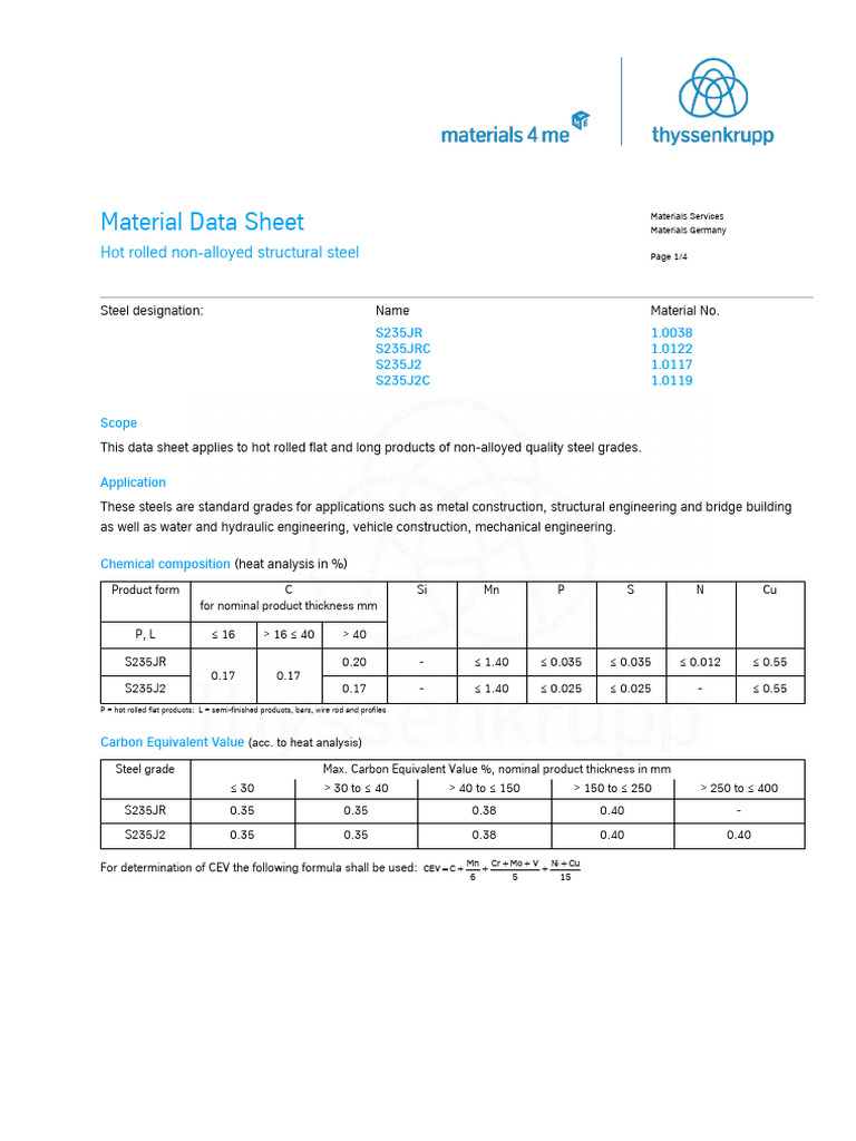 MaterialDataSheet S235JR | PDF