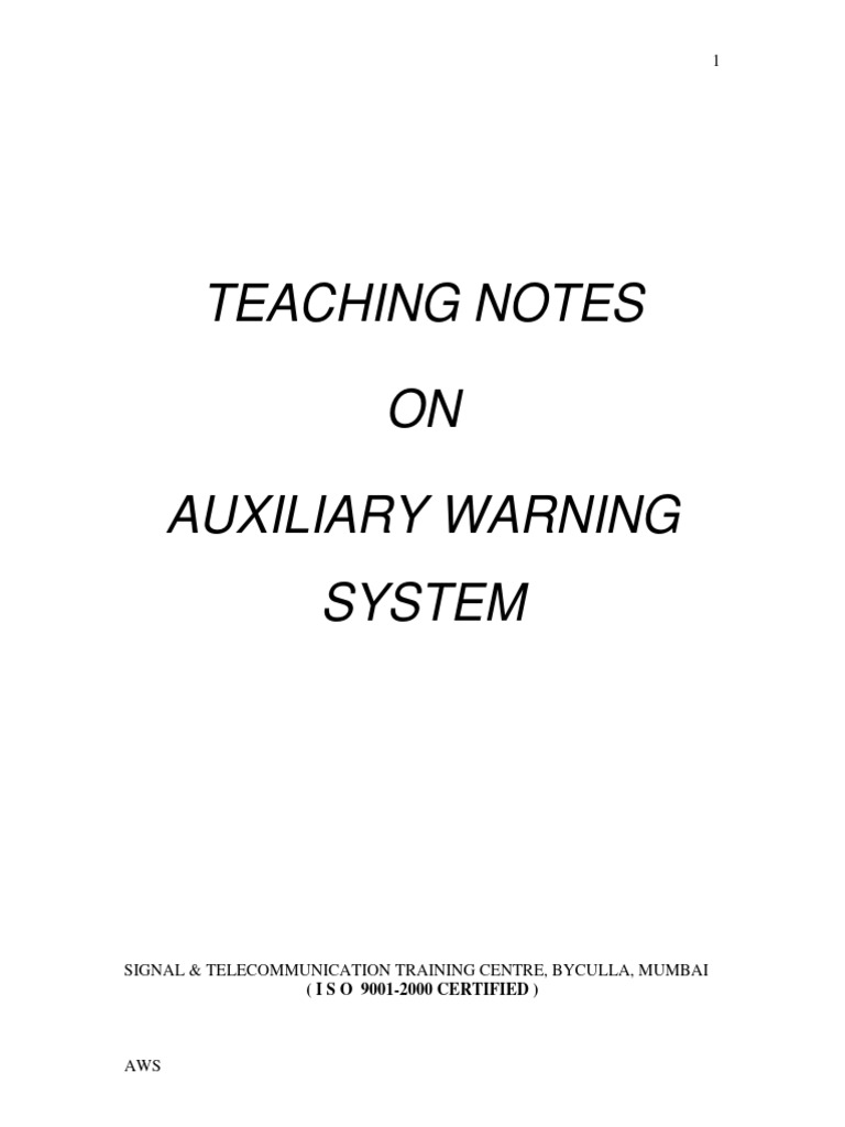 AWS: Overview of Auxiliary Warning System | PDF | Electronic Oscillator ...