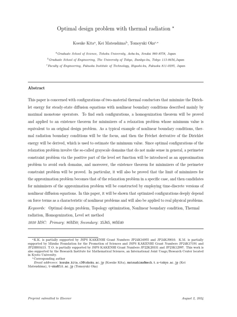 Optimal Design Problem With Thermal Radiation | PDF