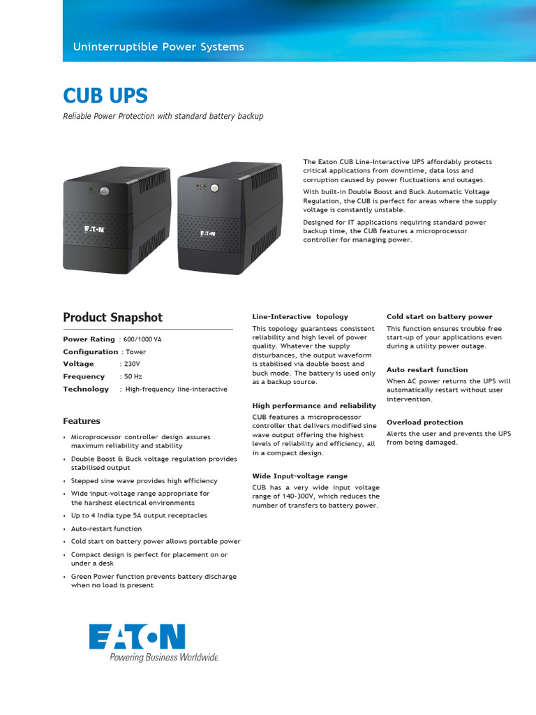 Eaton Cub Ups User - Guides en in | PDF