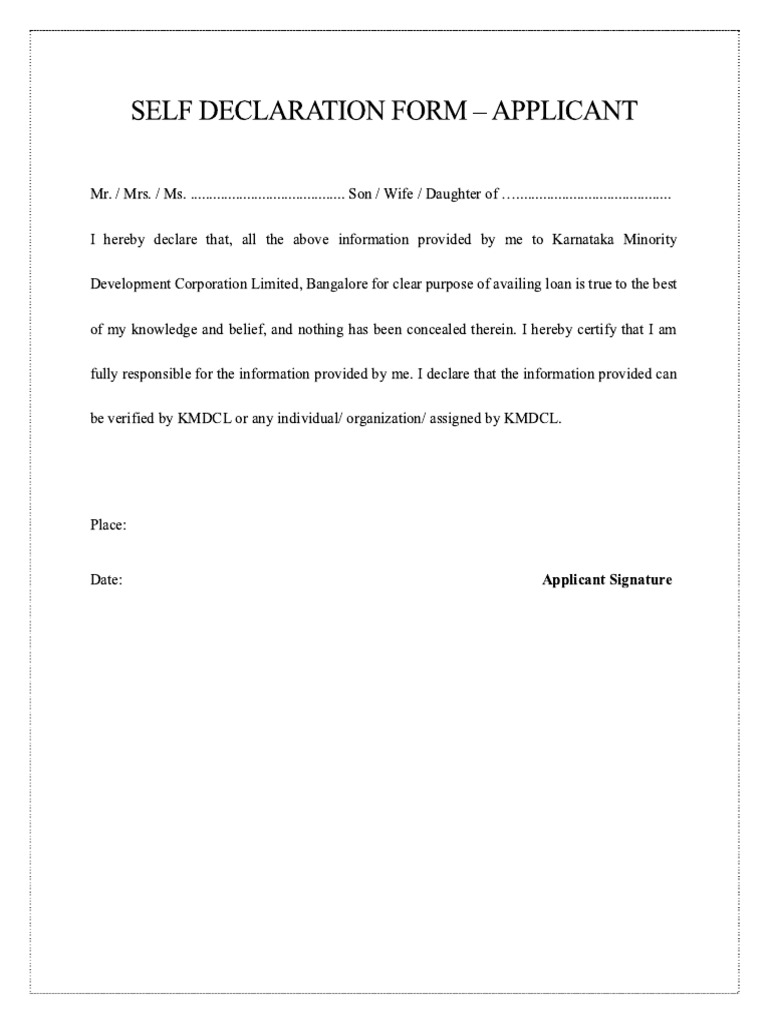 Karnataka Swavalambi Sarathi Scheme Self Declaration Form.-2 | PDF Karnataka Swavalambi Sarathi Scheme Self Declaration Form.-2 | PDF