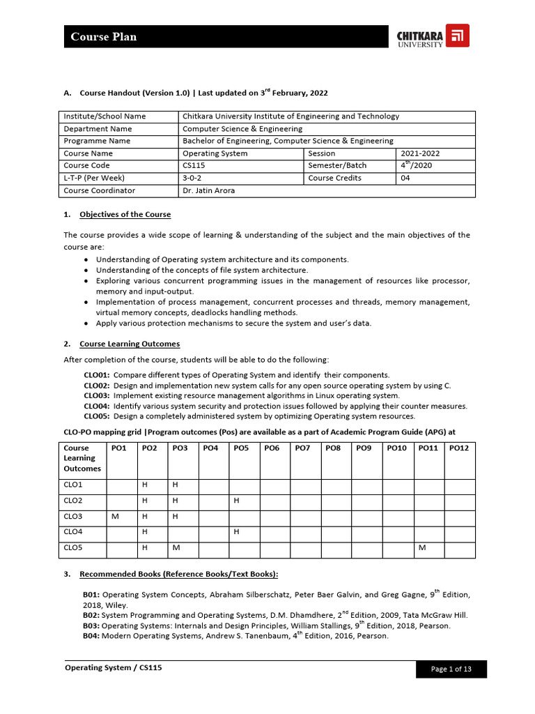 Operating System Cho | PDF