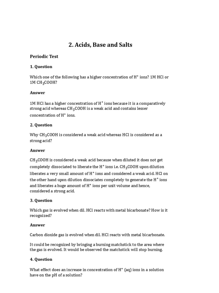 ACID BASE AND SALT Test | PDF