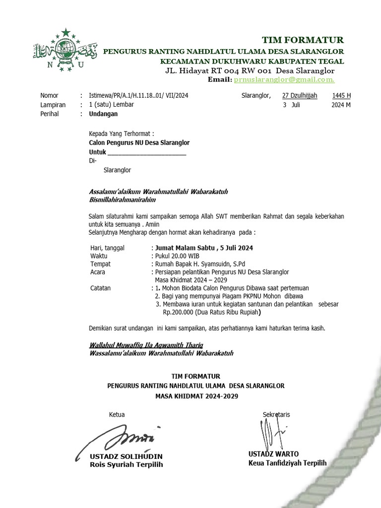 Undangan Pertemuan Rutin Pdf