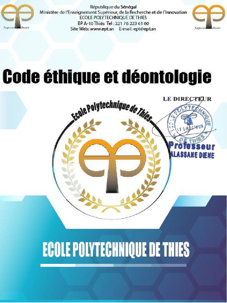 Code Ethique Et Deontologie Ept | PDF