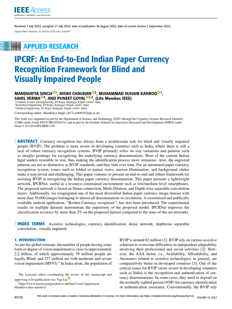 IPCRF An End-to-End Indian Paper Currency Recognition Framework For ...