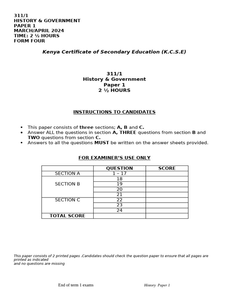 HISTORY F4 PP1 QS | PDF