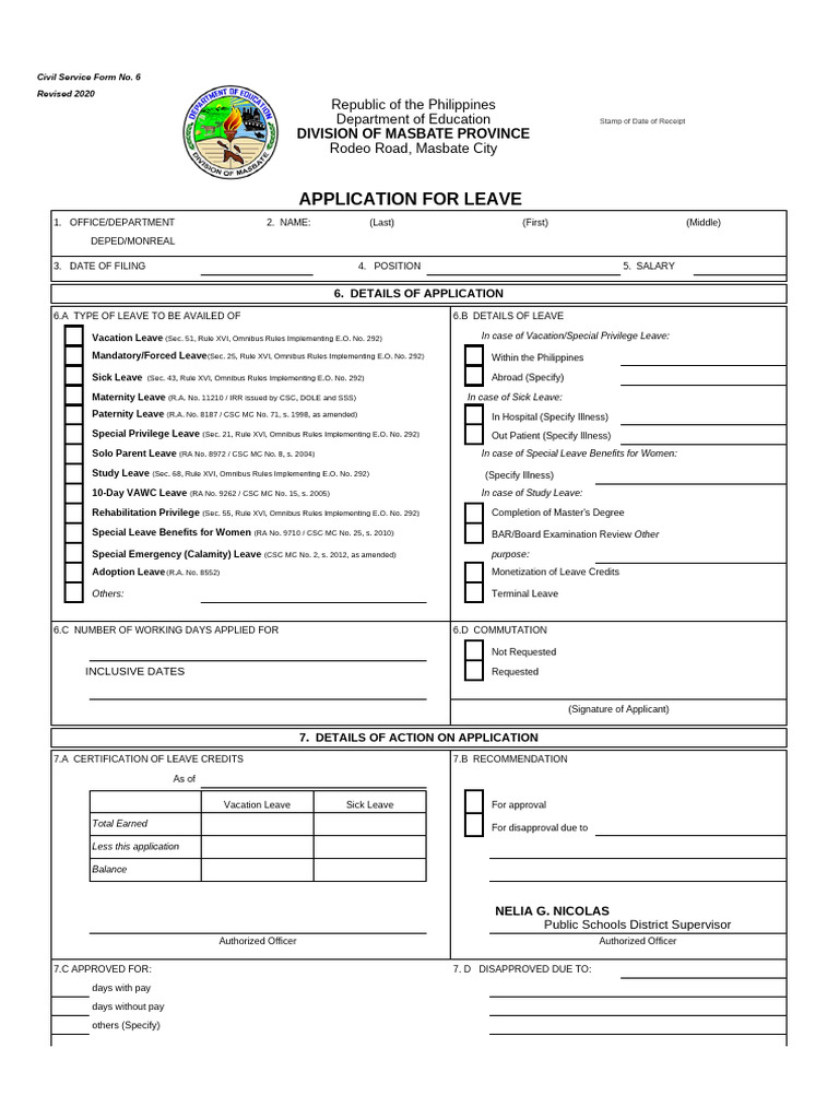 Leave Form-A4 - Blank | PDF