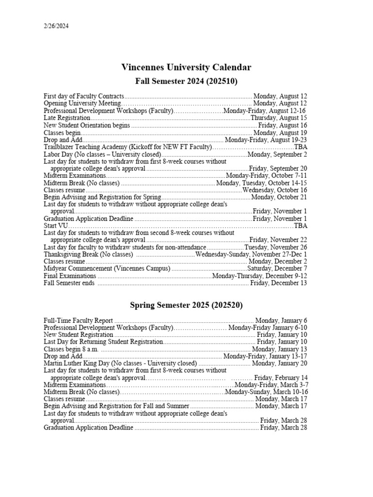 2024-2025 Academic Calendar | PDF