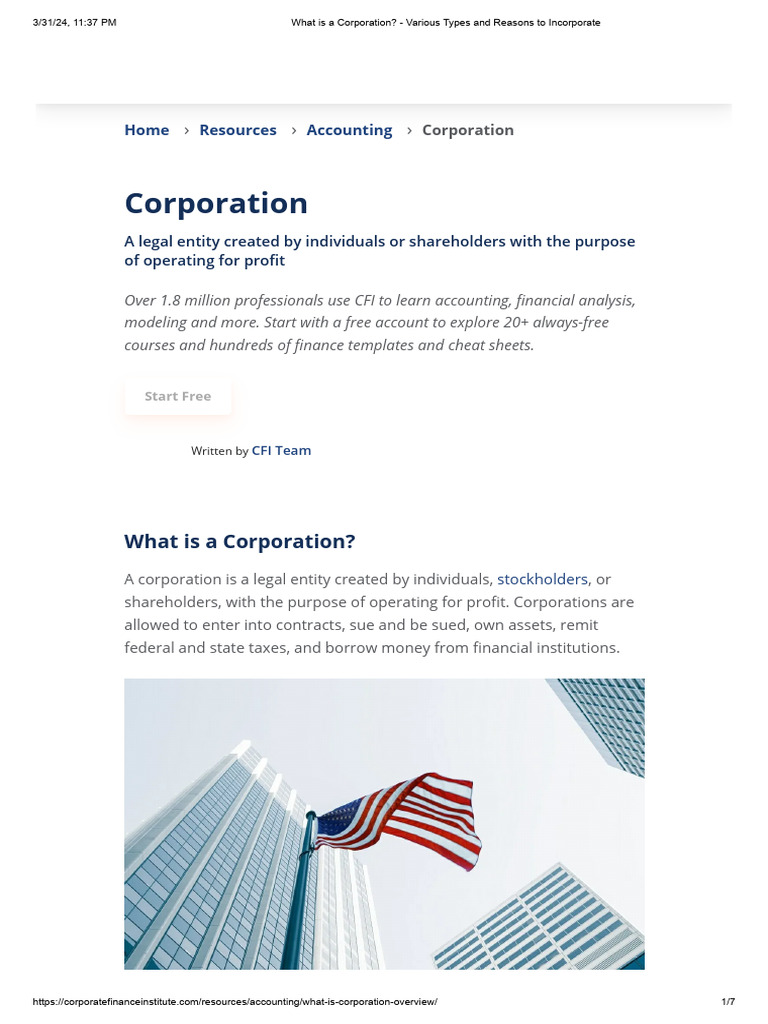 What Is A Corporation - Various Types and Reasons To Incorporate | PDF