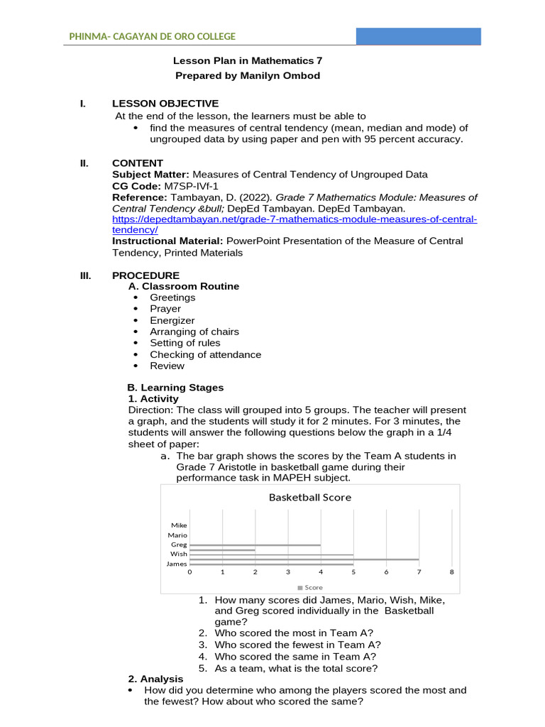 Teaching Demo Lesson Plan Ombod | PDF