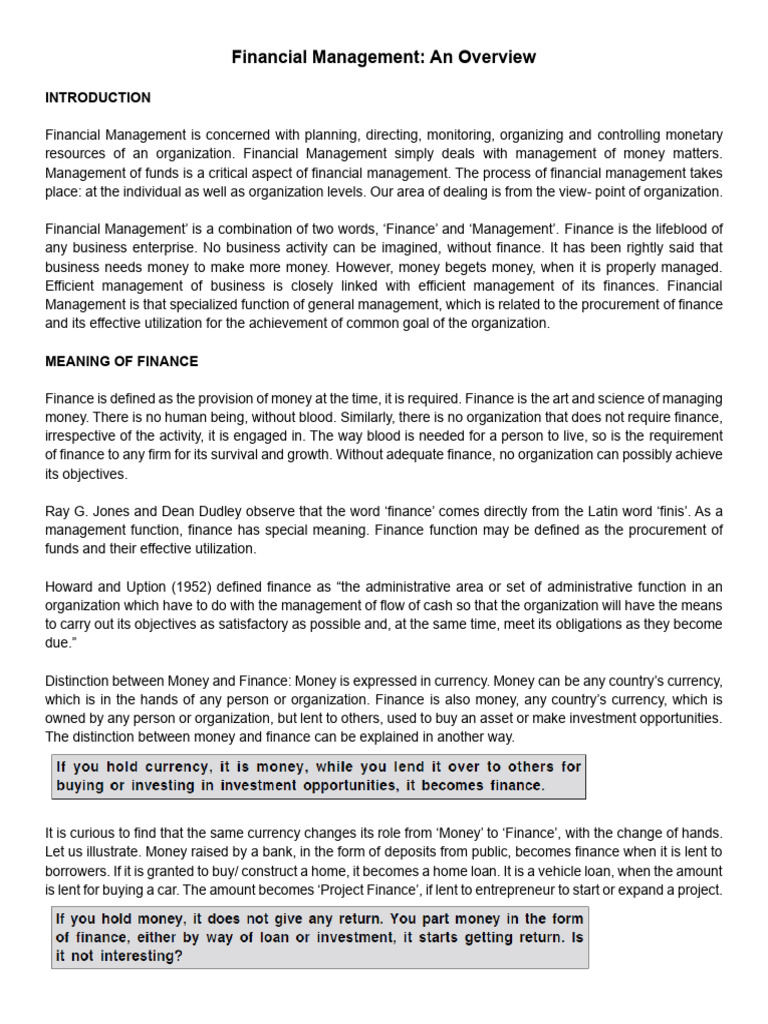 Intro To FinMan Prelude To Financial Market | PDF