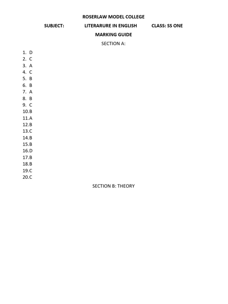 Roserlaw College English Marking Guide | PDF | English Language ...