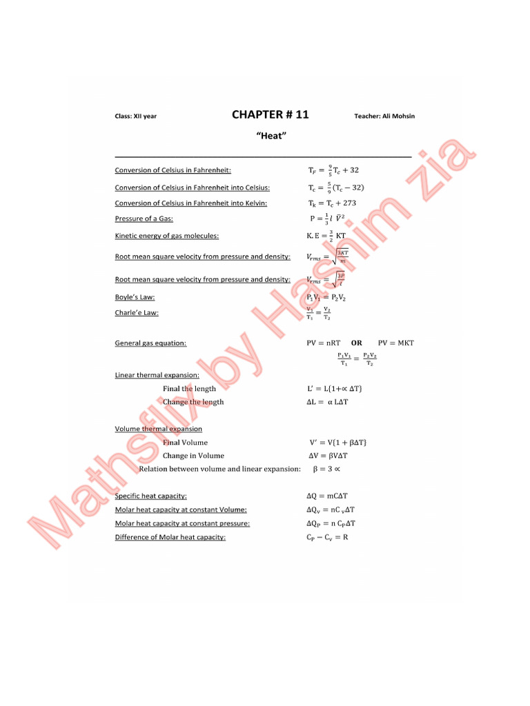 Xii Physics Formulas | PDF