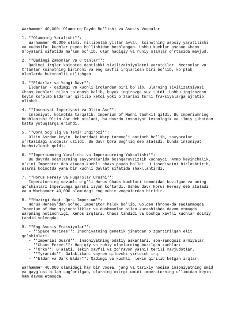 Warhammer 40K History | PDF