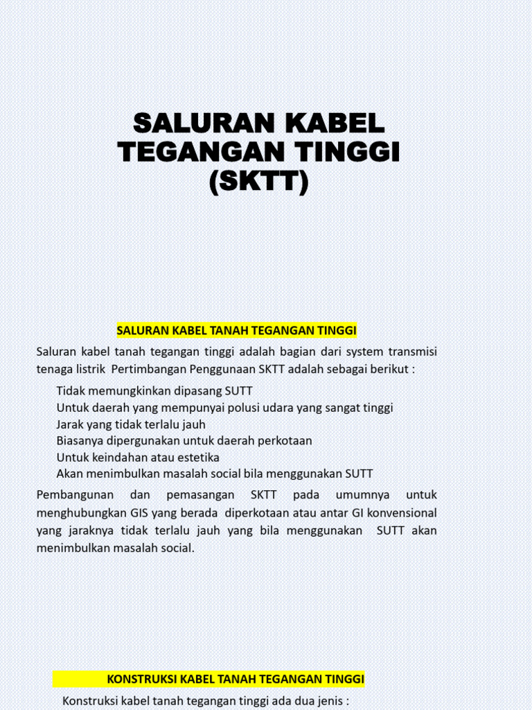 Saluran Kabel Tegangan Tinggi (SKTT) | PDF