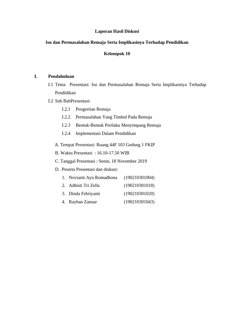A-Laporan Hasil Diskusi-Kelompok 10 | PDF