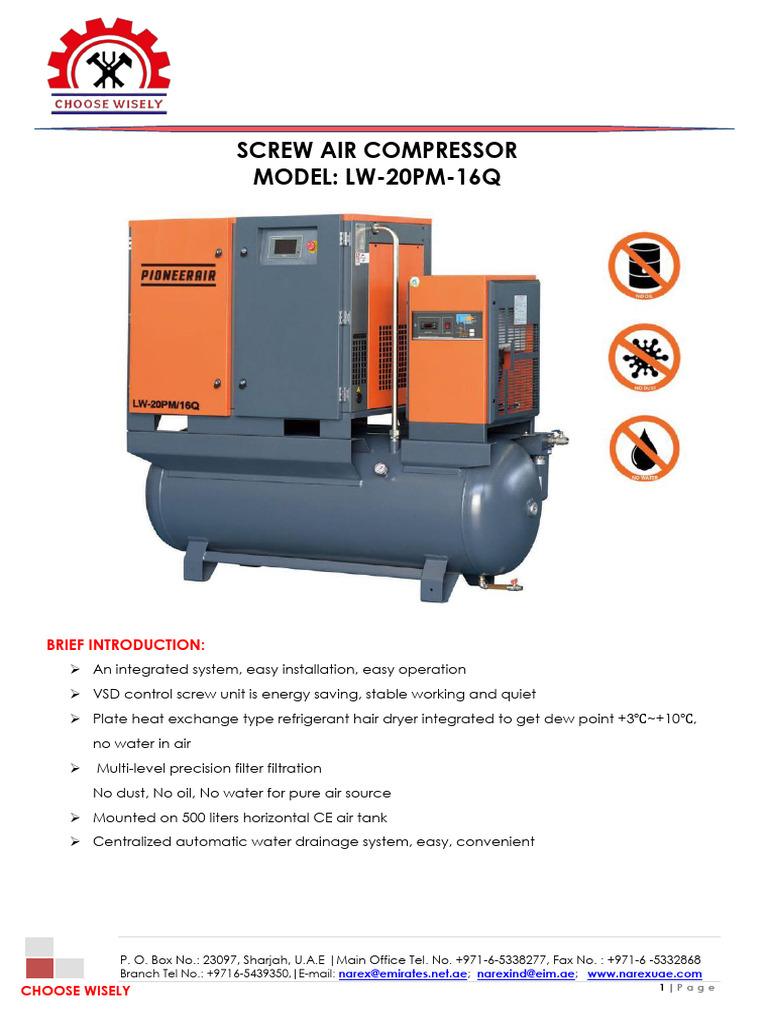 Screw Compressor LW-20PM-16Q | PDF