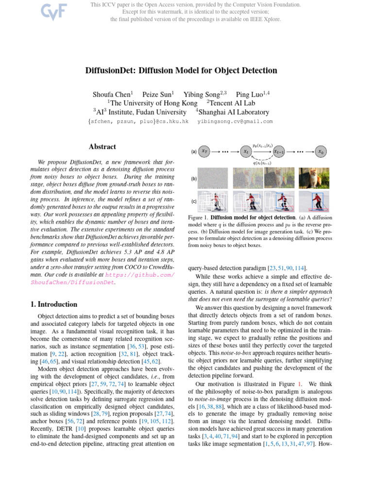 Chen DiffusionDet Diffusion Model for Object Detection ICCV 2023 Paper | PDF