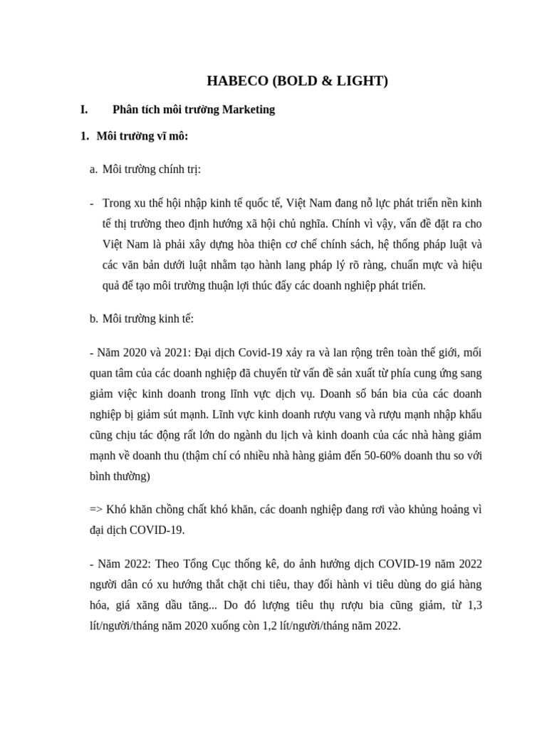 Nhóm 3 Habeco Bold Light | PDF | Hanoi | Vietnamese People