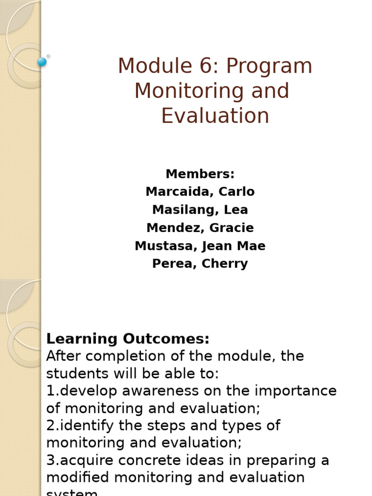 Module 6 Program Monitoring and Evaluation NSTP | PDF | Evaluation ...