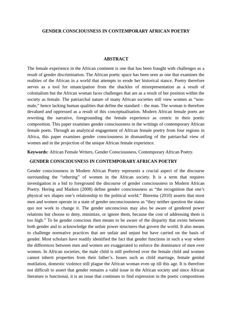 Gender Poetry Paper | PDF | Feminism | Gender Studies