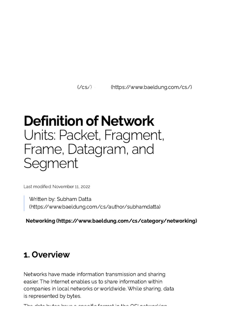 Definition of Network Units - Packet, Fragment, Frame, Datagram | PDF | Network Packet | Osi Model