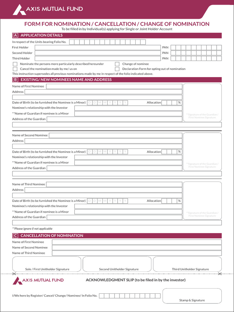 New Nomination and Cancellation Form 2022 | PDF