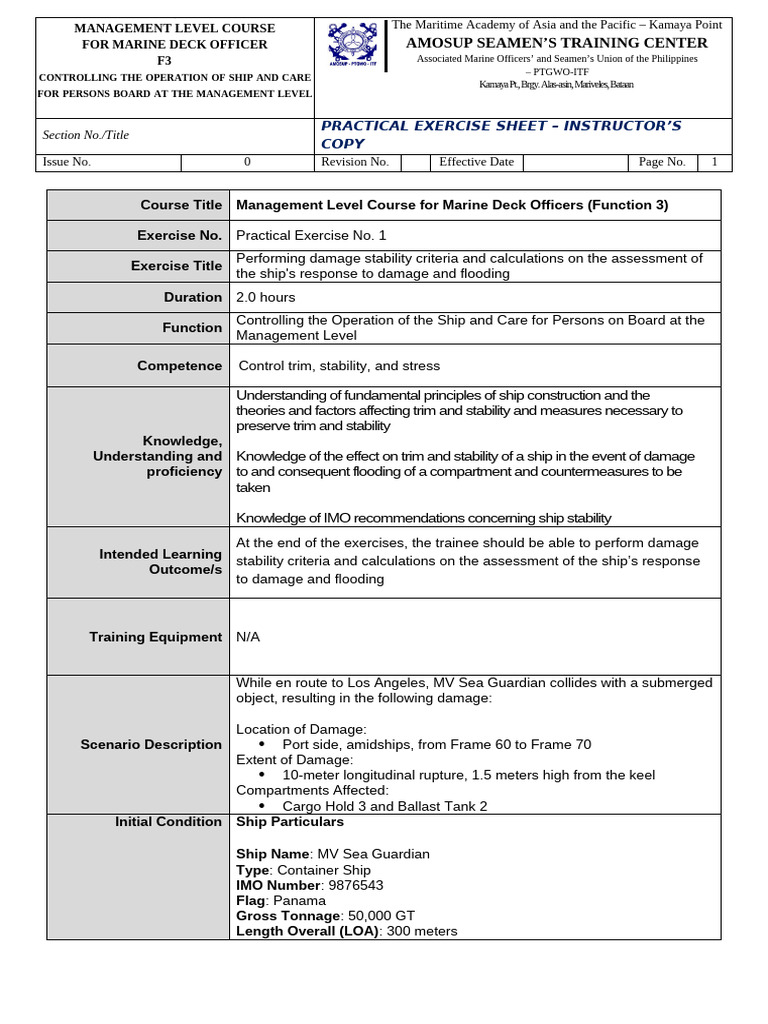 MLC F3 - Exercise Plan - 01 - Instructor's Copy - 13august2024revised | PDF