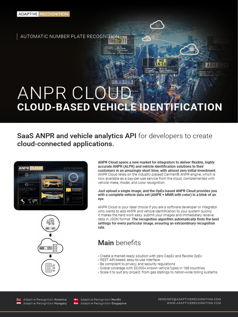AR Carmen Anpr Cloud Product Datasheet | PDF | Cloud Computing | Software