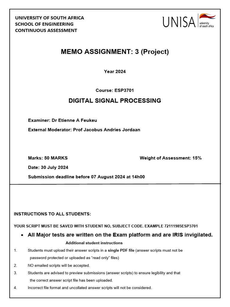 ESP3701 - Project - Ass3 With Memo - Y2024b | PDF