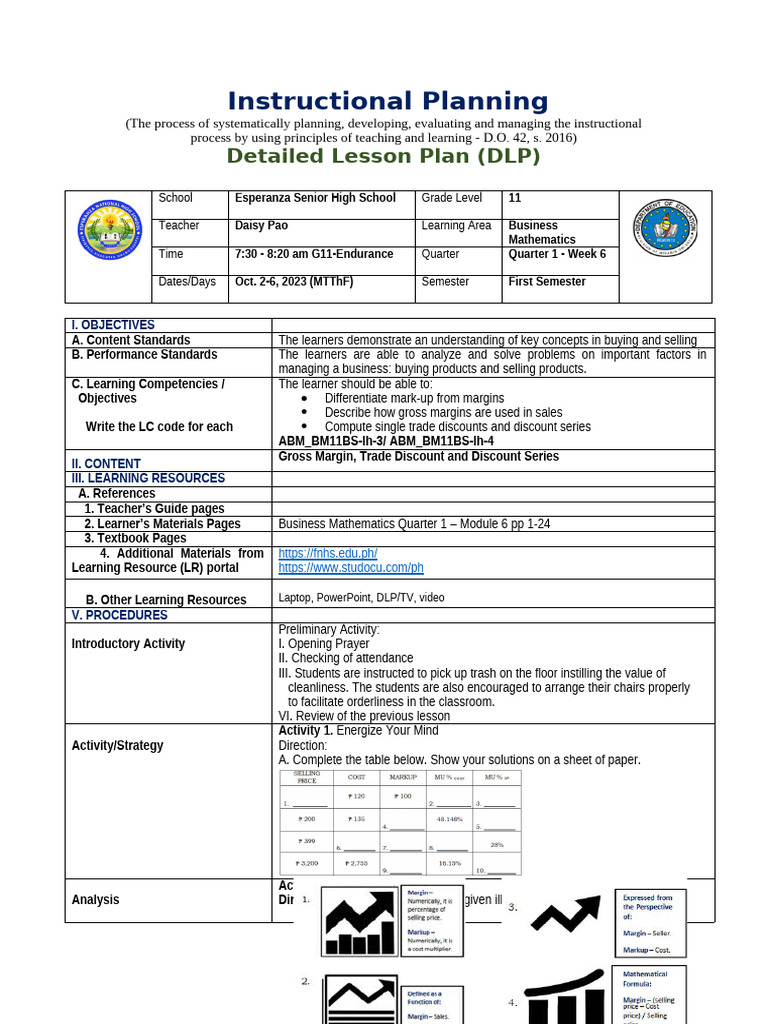 DLP-BusMath Q1 W6 | PDF