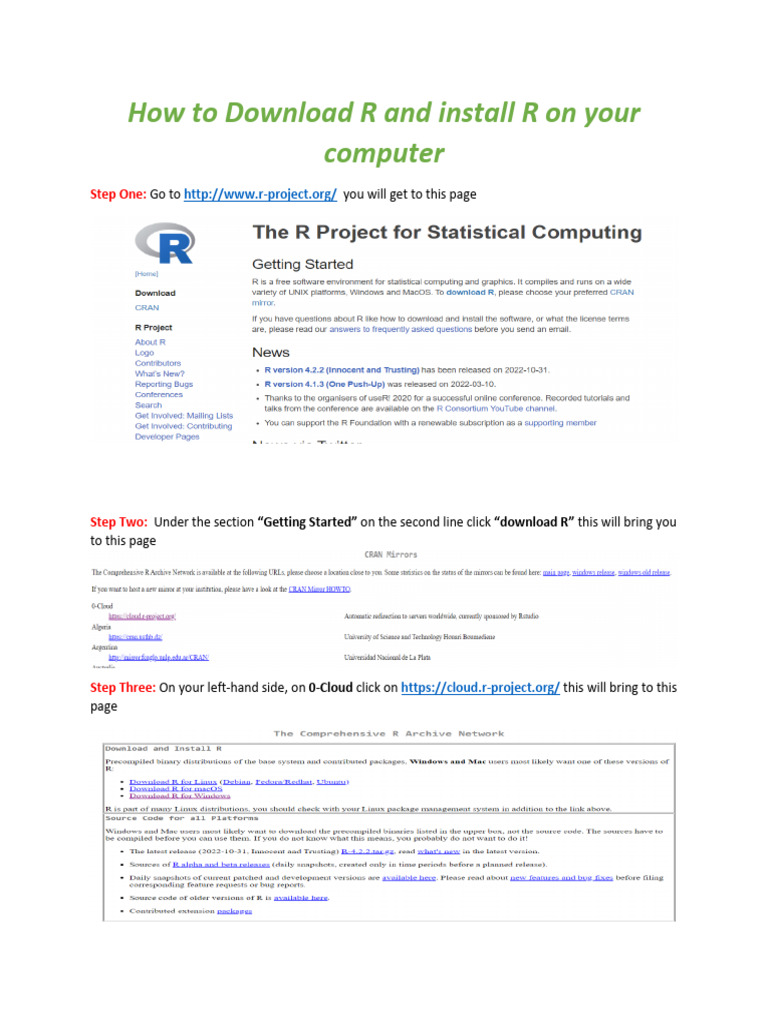 How To Download R4.4.0 and Install R On Your Computer and RSTUDIO | PDF
