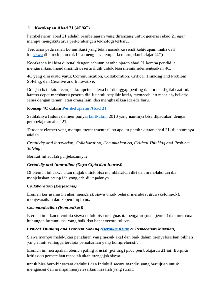 Diskusi 6 Kecakapan Abad 21 | PDF