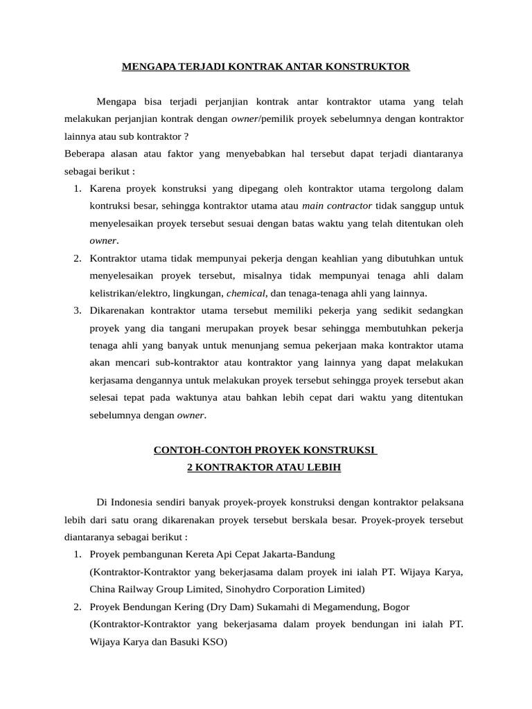 Mengapa Terjadi Kontrak Antar Konstruktor Beserta Contohnya Dan Fila Table | PDF