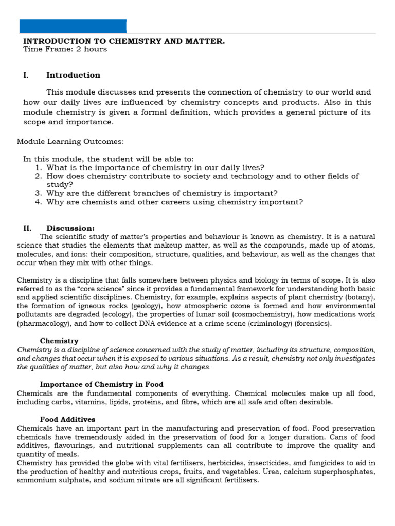 Chemistry Module 1 | PDF