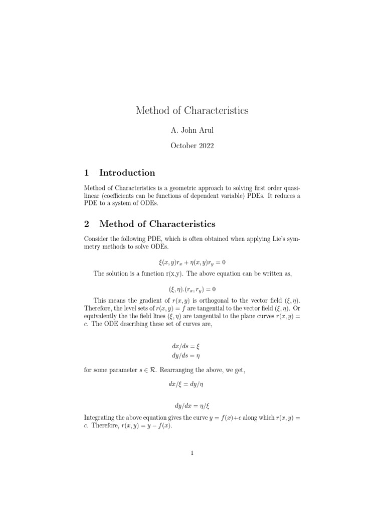 Method of Characteristics | PDF | Partial Differential Equation ...