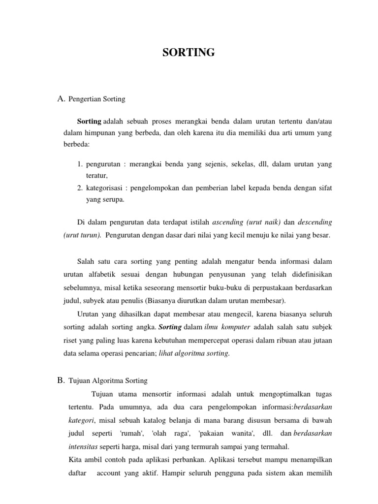Tugas Sorting | PDF | Metode & Bahan Ajar