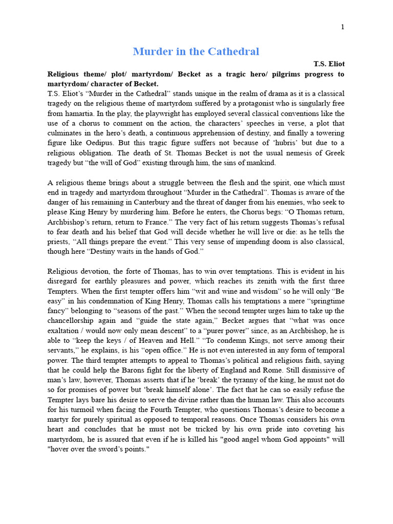 Murder in The Cathedral | PDF