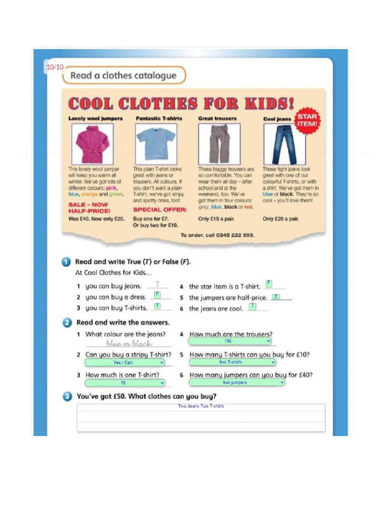Read The Clothes Catalog and Do The Exercises | PDF