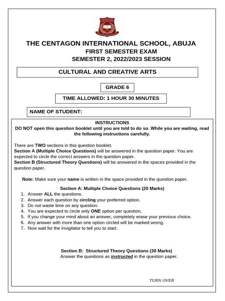 GRADE 6 Exam Questions (Real) | PDF | Multiple Choice | Igbo People