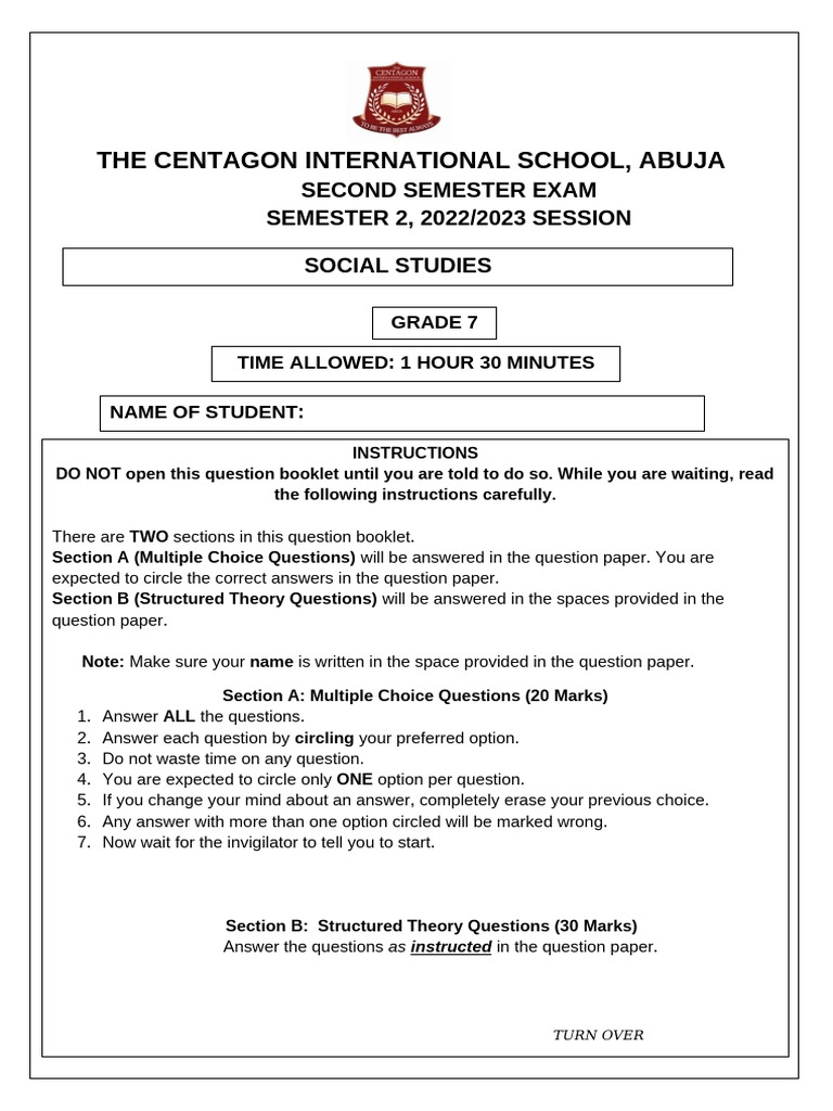 Grade 7 Social Studies Exam Paper | PDF | Marriage | Polygamy
