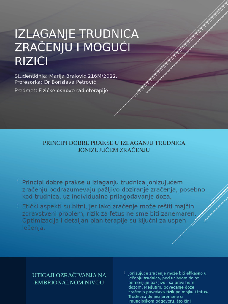 Izlaganje Trudnica Zračenju I Mogući Rizici - Prezentacija - Marija ...