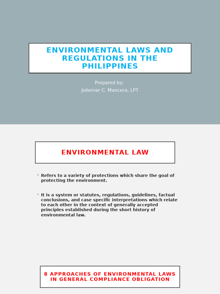 Environmental Laws and Regulations in The Philippines | PDF
