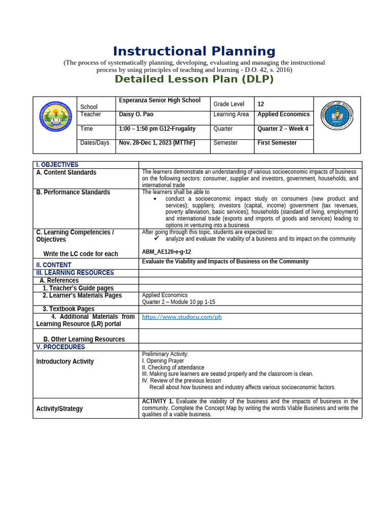 DLP - Applied Econ - Q2 - W4 | PDF